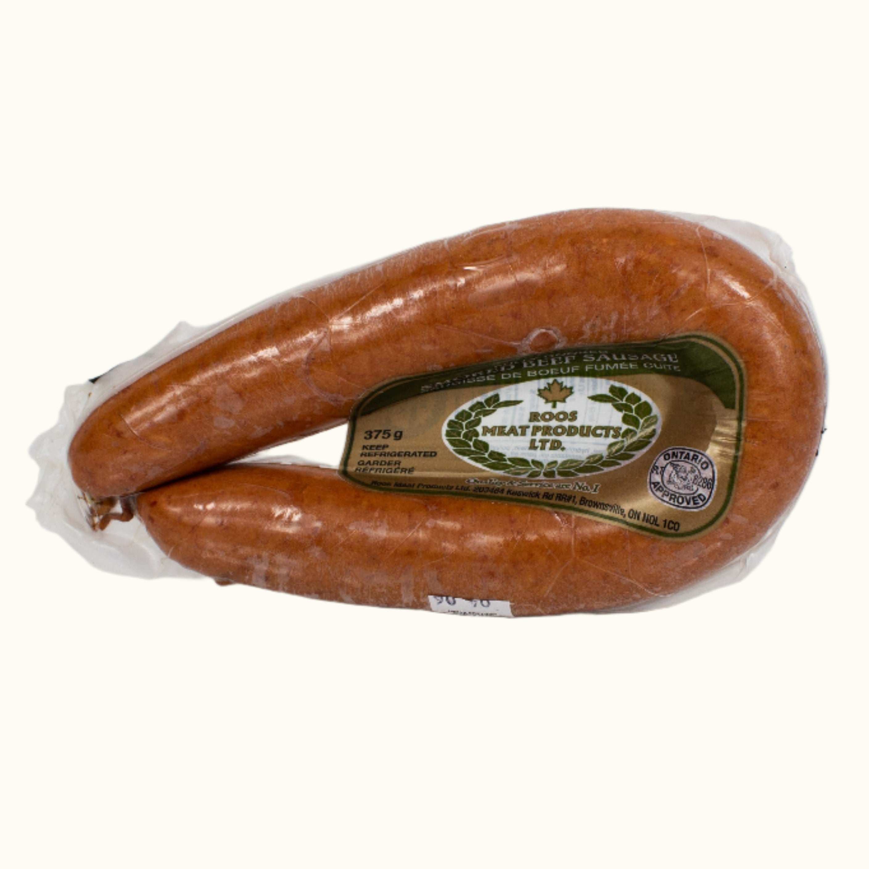 Roos Meat Products Smoked Beef Sausage (Rookworst) – Dutch Groceries